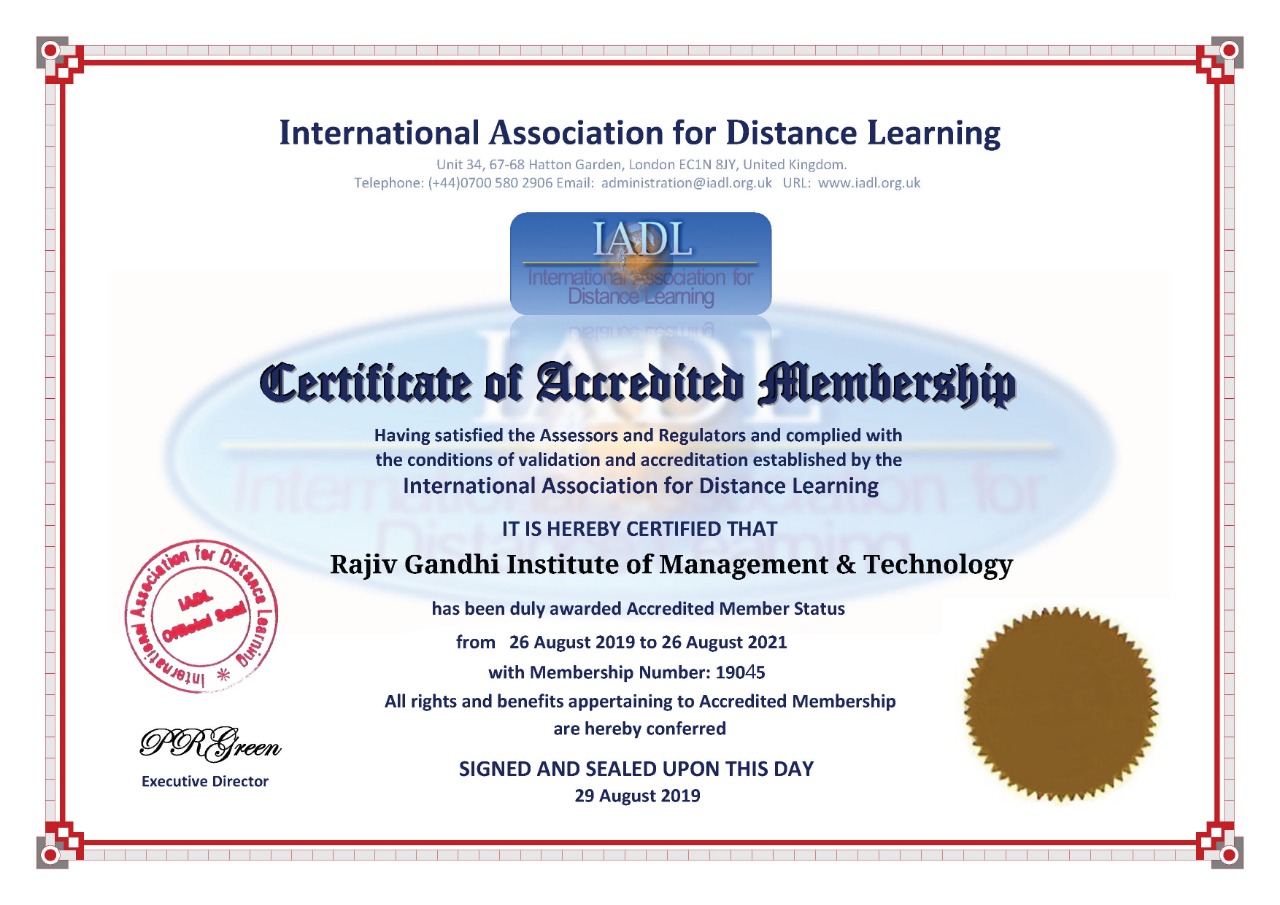 Rajiv Gandhi Institute of management and technology | Distance ...